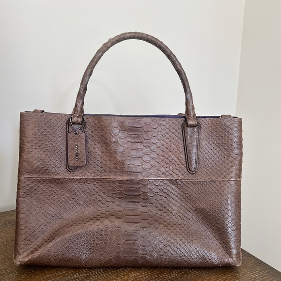 Coach | Bags | Rare Coach Borough Bag In Python Embossed Satchel Tote ...